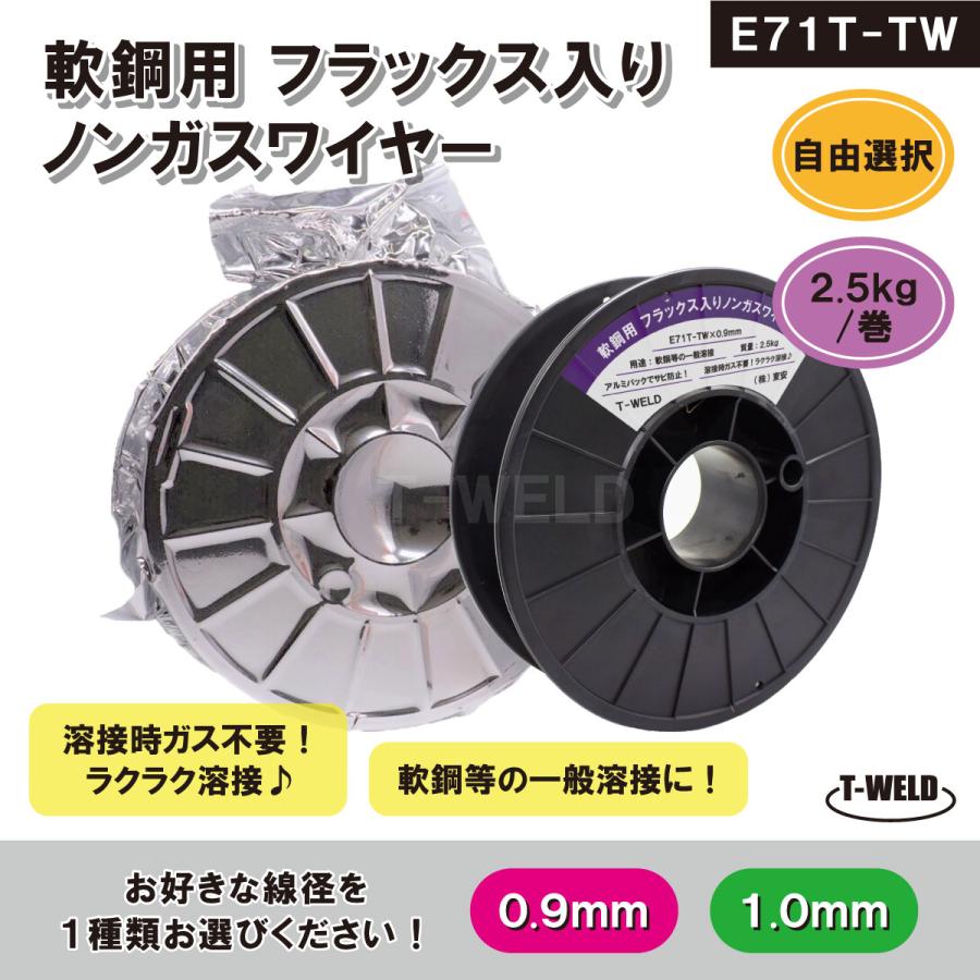 ノンガスワイヤー（フラックス入りワイヤ）軟鋼 E71T-TW 2.5kg・巻 線形は自由選択！（ 0.9mm 1.0mm ）1巻単価 : TOAN ヤフー店 - 通販 - Yahoo!ショッピング