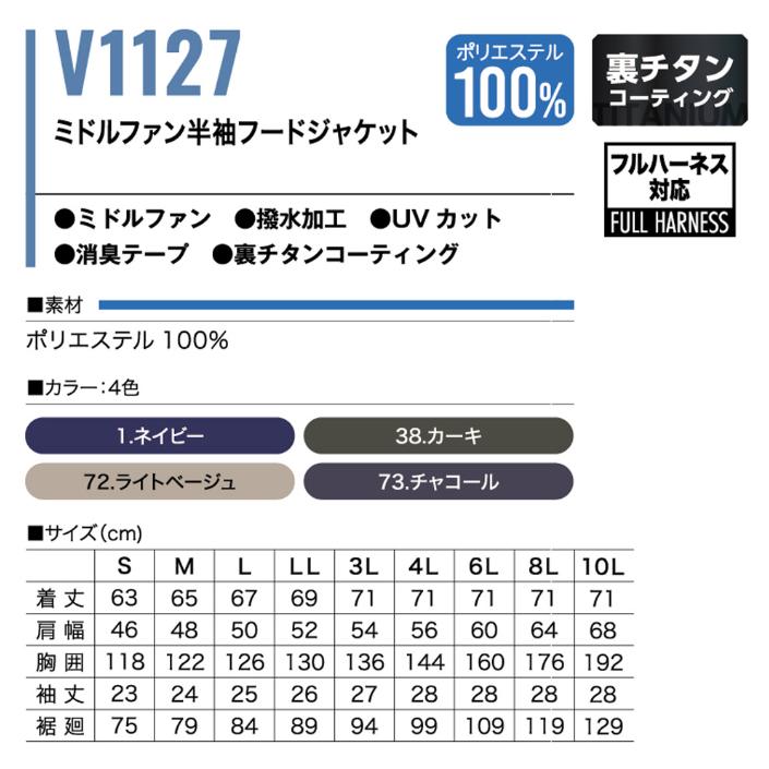 HOOH 快適ウェア ミドルファン半袖フードジャケット V1127 : 創業1968年 鳶蕨上田 公式ショップ - 通販 - Yahoo!ショッピング