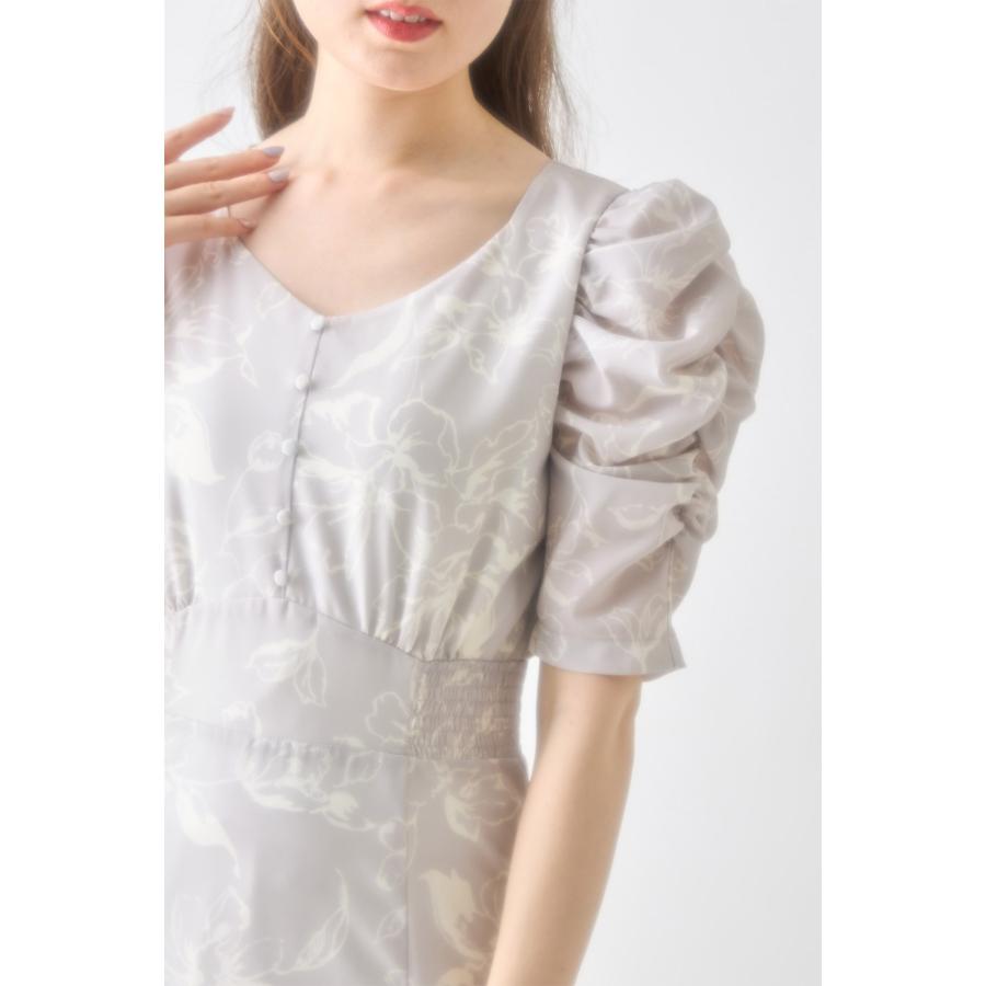 tocco closet（トッコ クローゼット） ラインフラワープリントギャザースリーブマーメイドワンピース≪5typeモテコーディネート≫ : tocco closet - 通販 ...