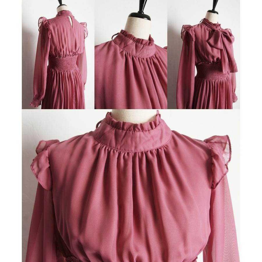 【S・Mサイズ展開】2WAYボウタイリボン付きウエストシャーリングシフォンプリーツワンピース【veranis ヴェラニス】 10月27日(日 ...