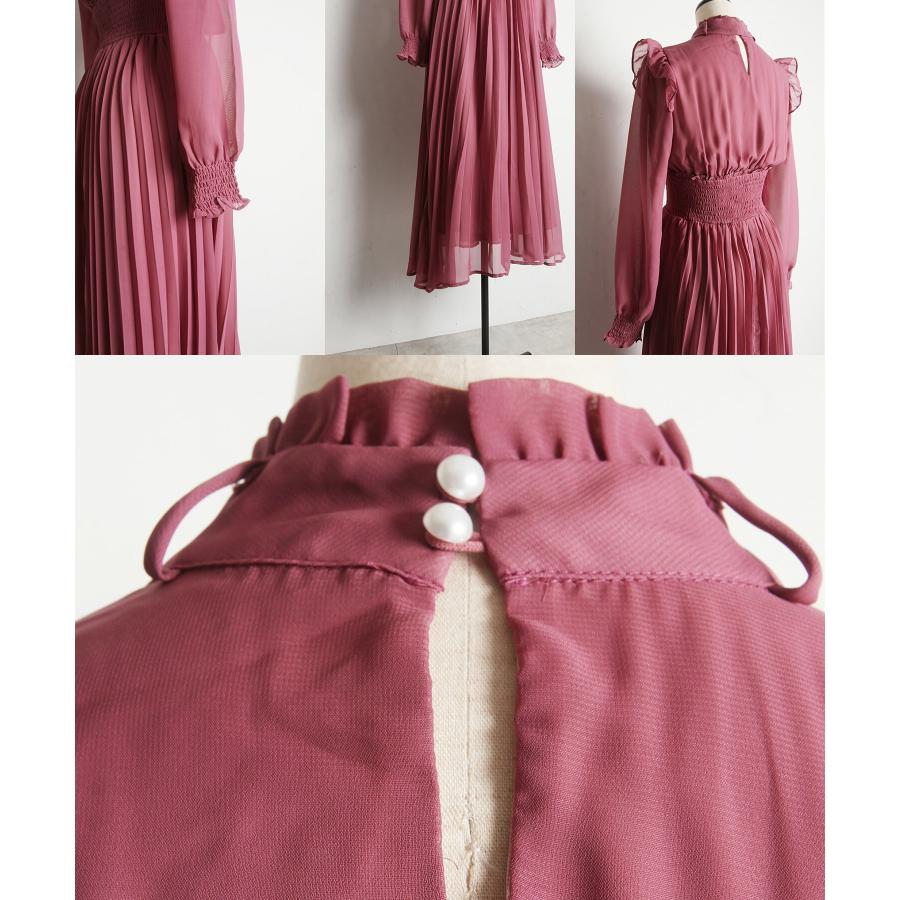 tocco closet 【S・Mサイズ展開】2WAYボウタイリボン付きウエストシャーリングシフォンプリーツワンピース【veranis ヴェラ ...