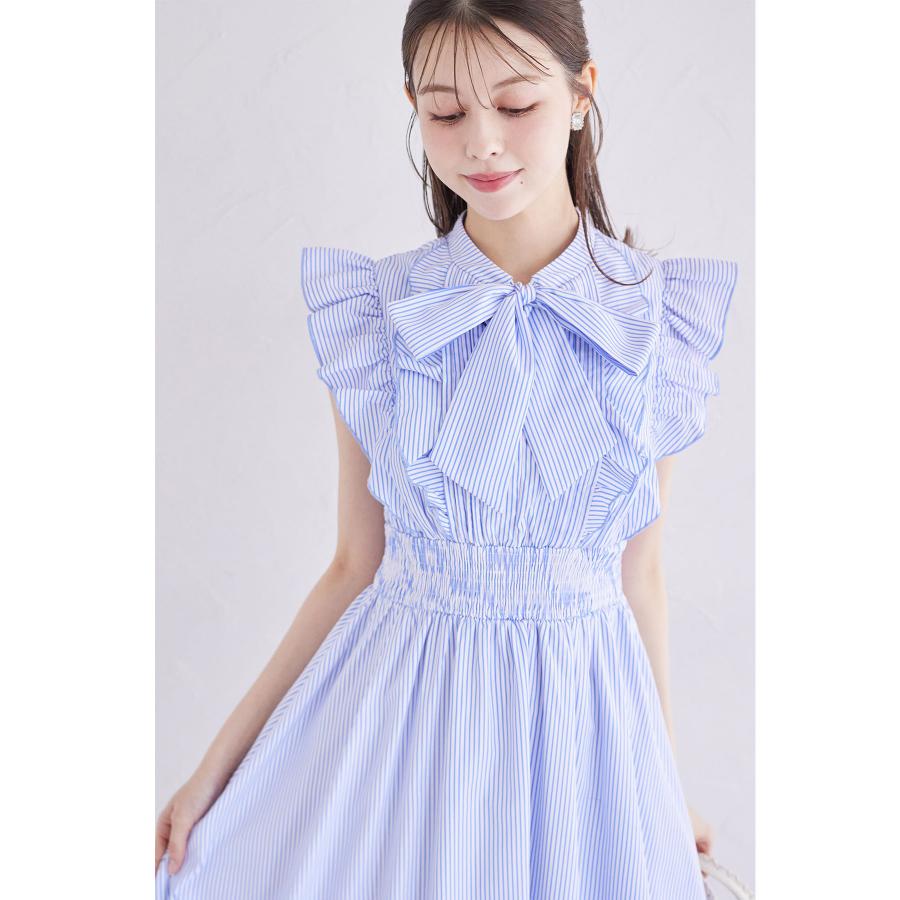 tocco closet フリル付きボウタイリボンストライプワンピース【florzia フロジア】《Vacance Onepiece 2025》 : tocco closet - 通販 ...