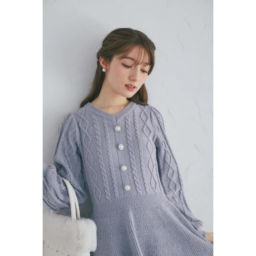 tocco closet（トッコ クローゼット） パール飾り釦付きケーブル編みラメニットワンピース : tocco closet - 通販 ...