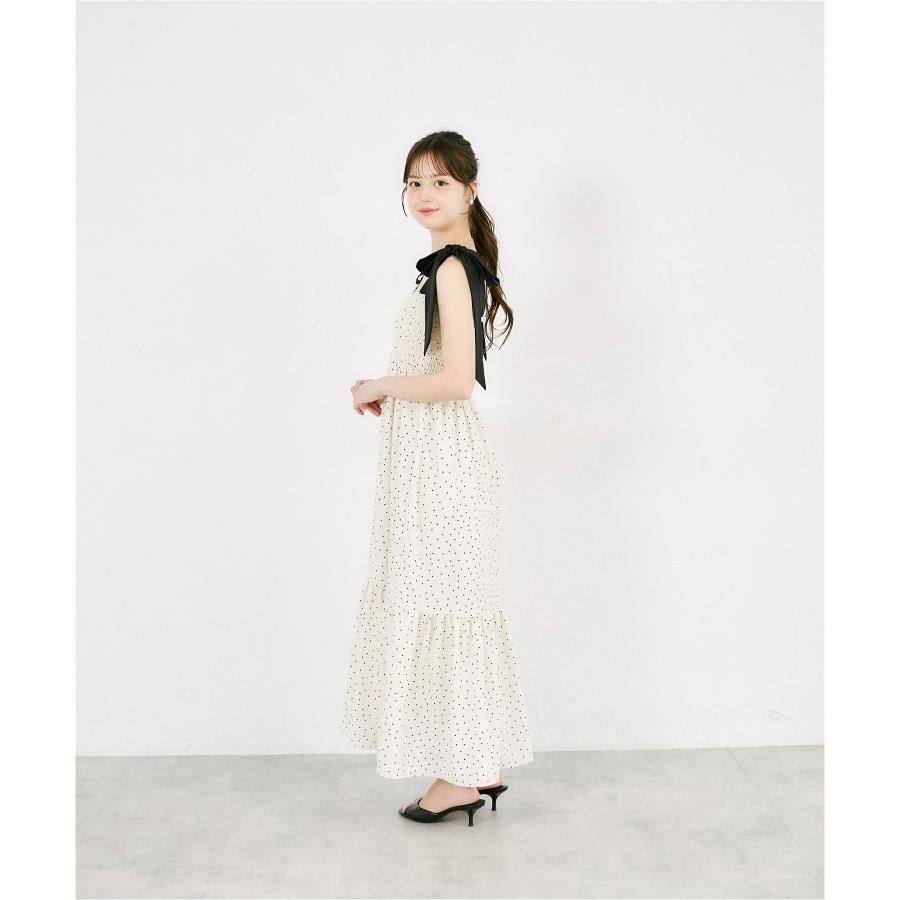 tocco closet（トッコ クローゼット） 肩リボン付きドットプリントシャーリングワンピース : tocco closet - 通販 ...
