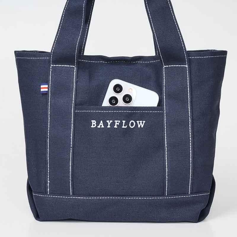 BAYFLOW（ベイフロー） 収納5ポケット LOGO TOTE BAG ネイビー 底板付き 5部屋 便利 収納バッグ インテリアバッグ 大 ...