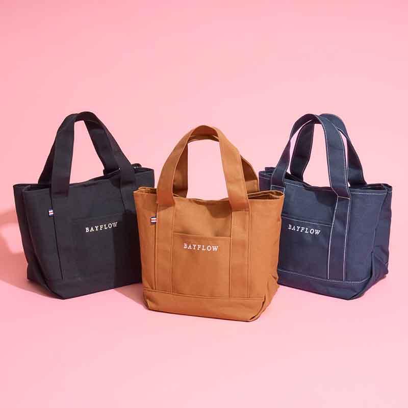 BAYFLOW（ベイフロー） 収納5ポケット LOGO TOTE BAG ネイビー 底板付き 5部屋 便利 収納バッグ インテリアバッグ 大 ...
