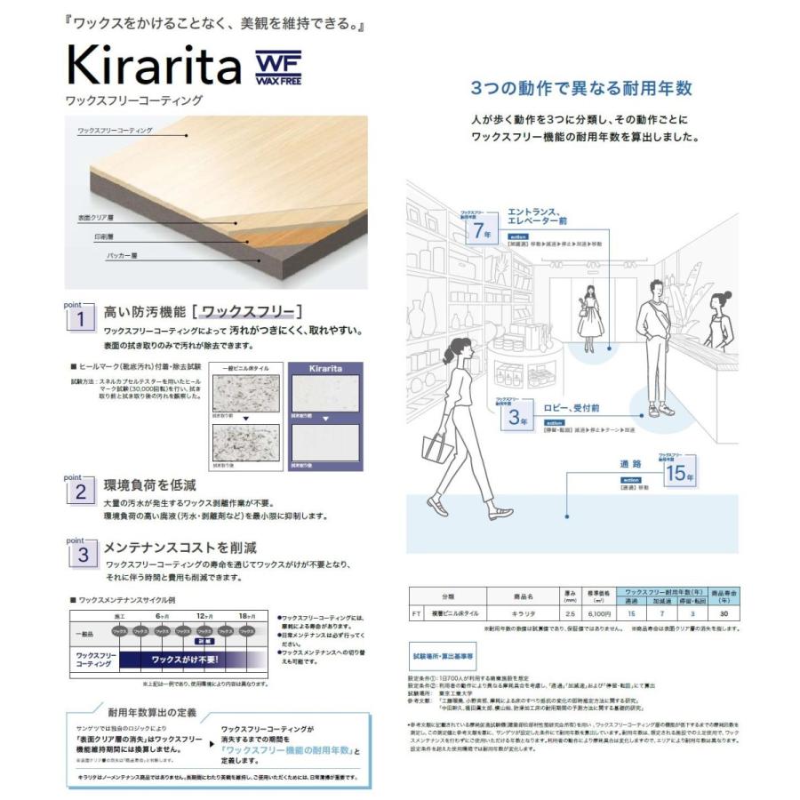 サンゲツ 【ケース売】ワックスフリータイル アシュート WF 457.2×457.2×2.5mm KT2014 KT2015 KT2016 KT2017 KT2018 KT2019 ...
