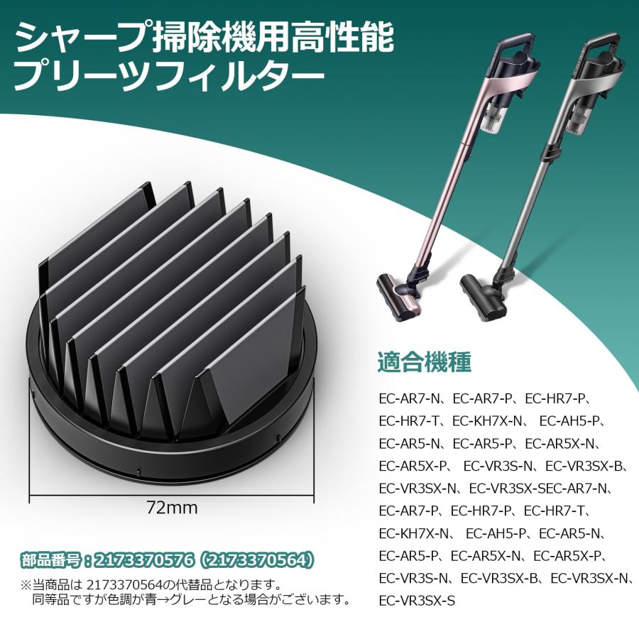 SHARP シャープ掃除機フィルター 高性能プリーツフィルター 交換用フィルター 3個 2173370564 型番対応 EC-AH5-P EC-AR5 EC-AR5X EC-AR7 ...