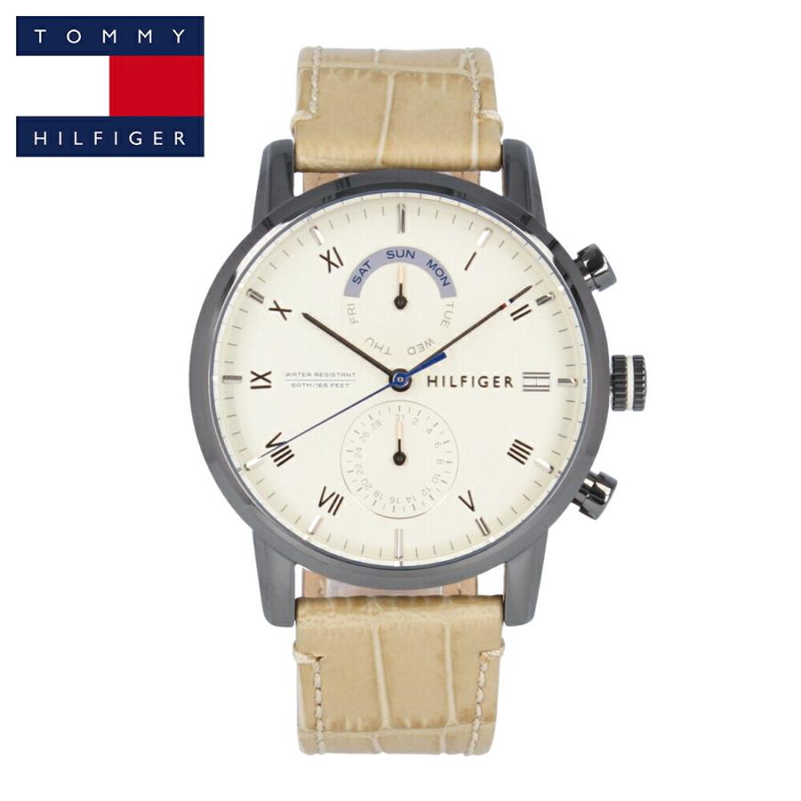 TOMMY HILFIGER トミー ヒルフィガー KANE ケーン腕時計 メンズ クオーツ アナログ 3針 ステンレス レザー ベージュ ...