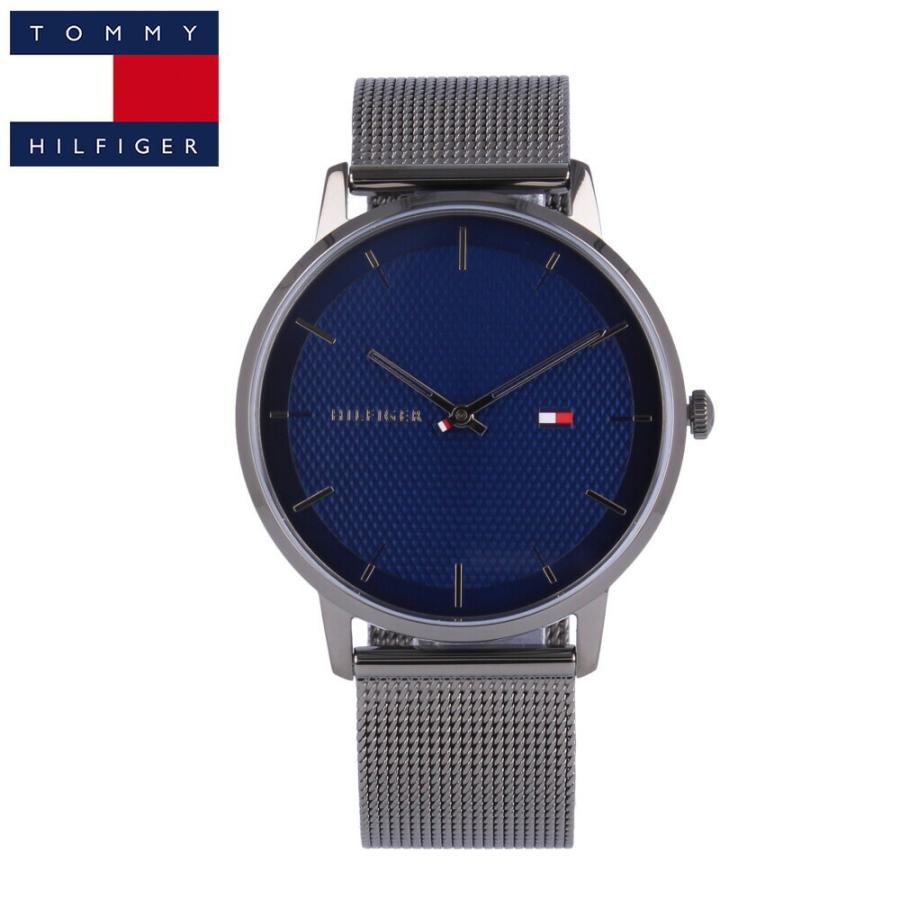 TOMMY HILFIGER トミー ヒルフィガー腕時計 メンズ クオーツ 2針 メタル メッシュ ガンメタ ネイビー 1791656 ...