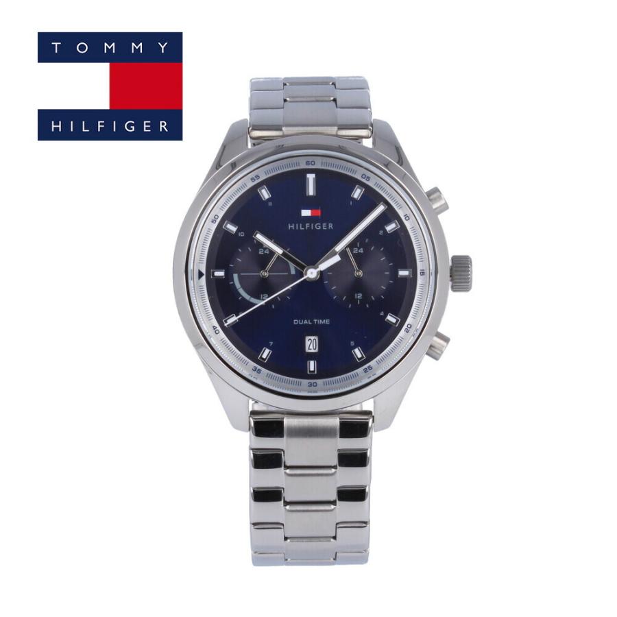 TOMMY HILFIGER トミー ヒルフィガー腕時計 メンズ クオーツ アナログ 3針 ステンレス メタル シルバー ネイビー ...