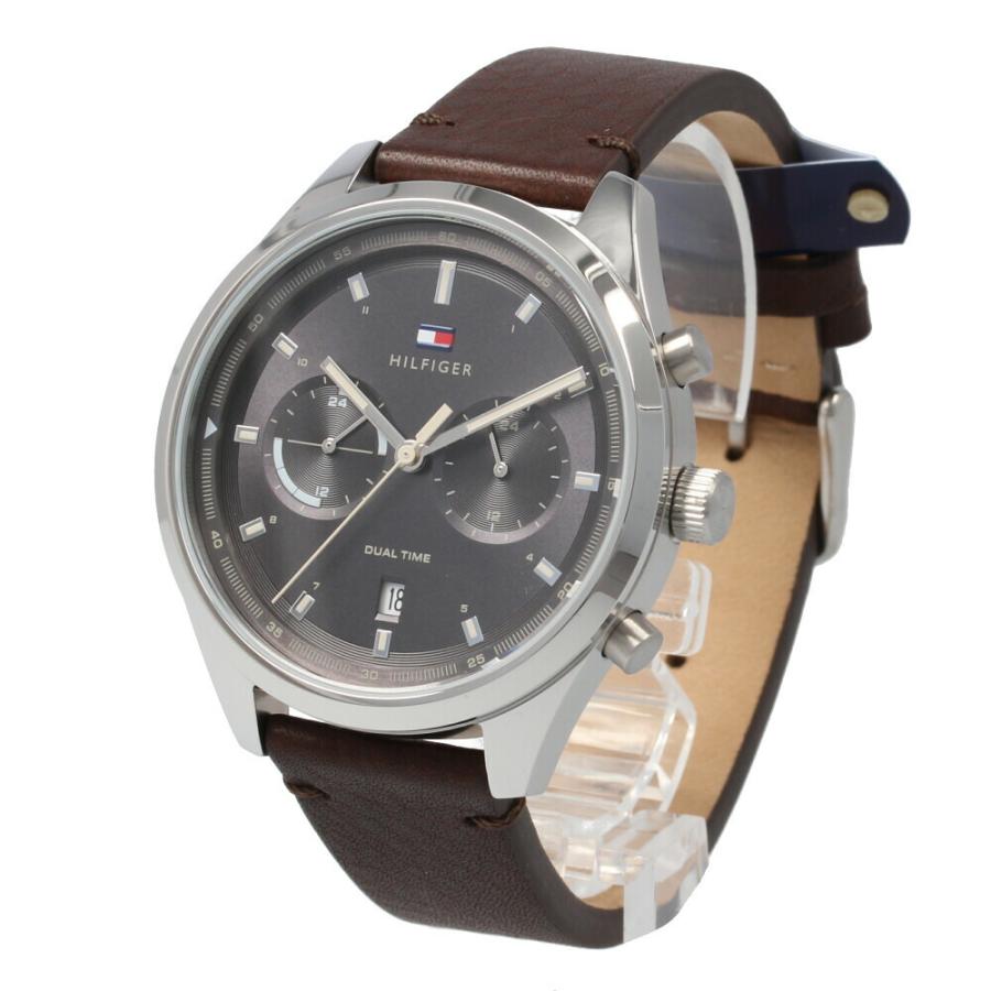 TOMMY HILFIGER トミー ヒルフィガー BENNETT 1791729腕時計 メンズ デュアルタイム レザー ブラウン グレー ...