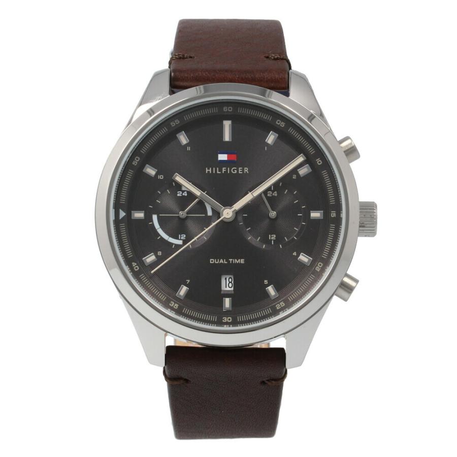 TOMMY HILFIGER トミー ヒルフィガー BENNETT 1791729腕時計 メンズ デュアルタイム レザー ブラウン グレー ...