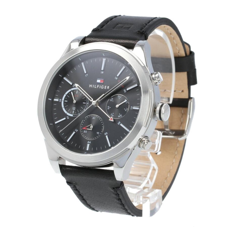 TOMMY HILFIGER トミーヒルフィガー 1791740 Ashton アシュトン 腕時計 メンズ レザー 革 ブラック シルバー ...
