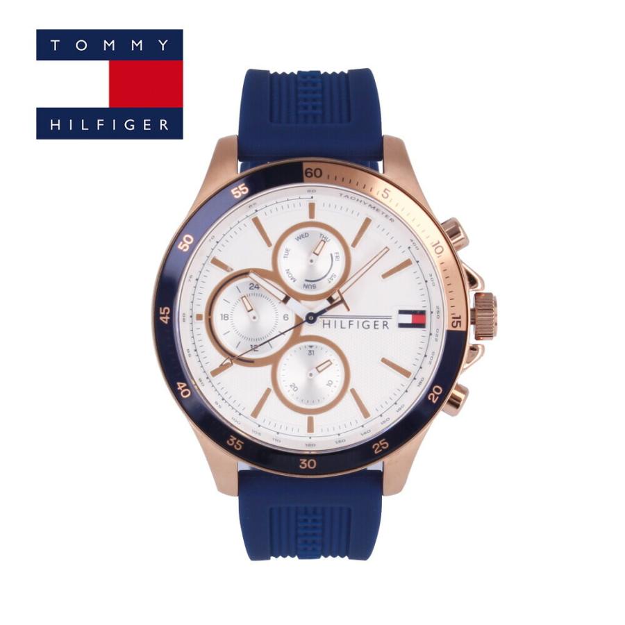 TOMMY HILFIGER トミー ヒルフィガー腕時計 メンズ クオーツ アナログ 3針 ステンレス ラバー ネイビー ピンクゴールド ...