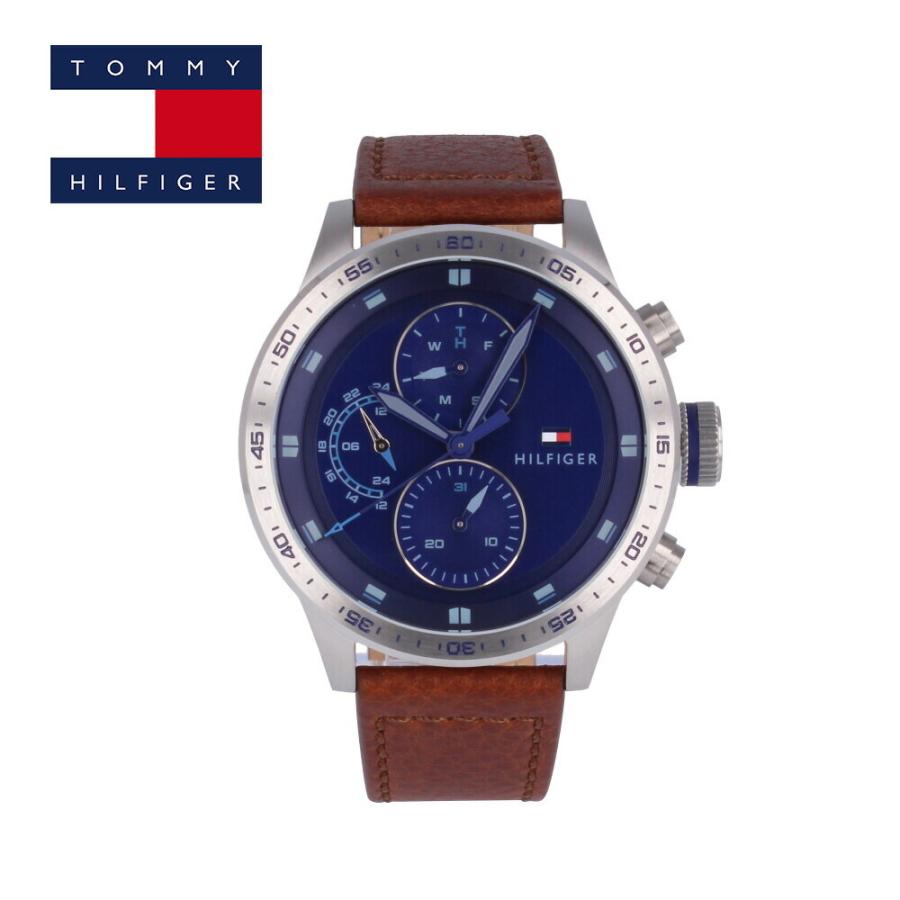 TOMMY HILFIGER トミー ヒルフィガー腕時計 メンズ クオーツ アナログ 3針 ステンレス レザー ブラウン シルバー ネイビー ...