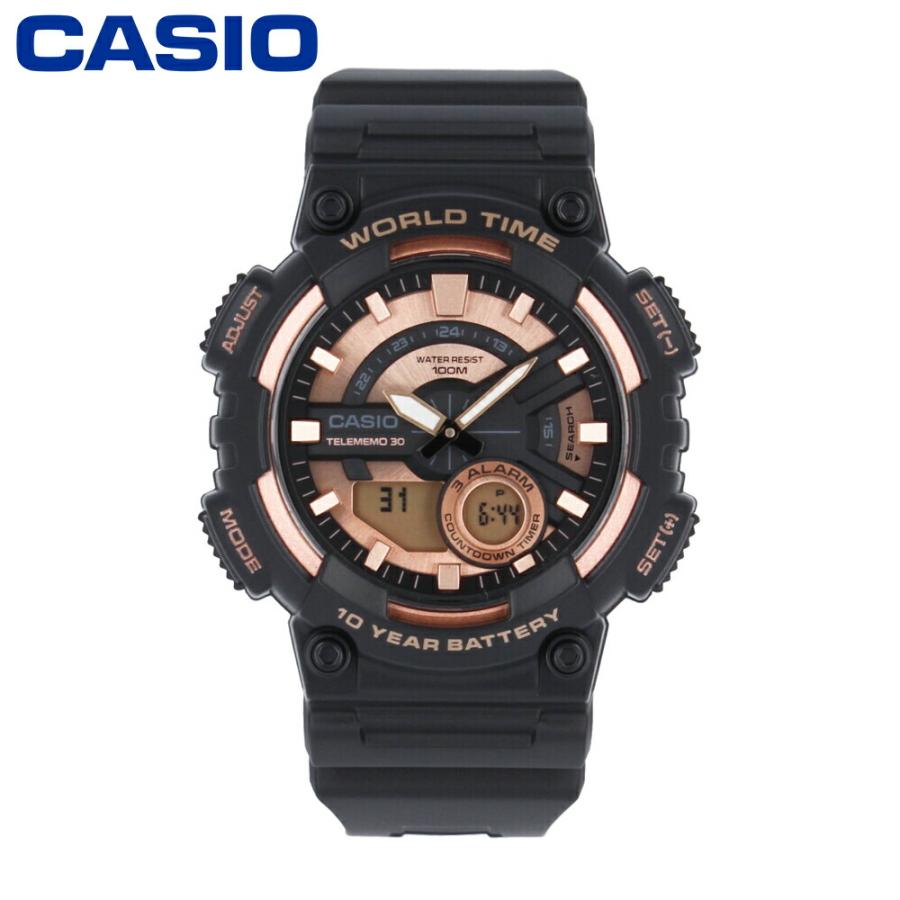 CASIO カシオ カシオスタンダード チープカシオ チプカシ腕時計 メンズ クオーツ アナデジ 2針 樹脂 ブラック ピンクゴールド AEQ ...