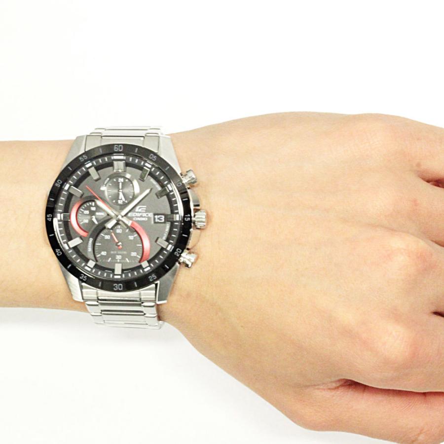 CASIO カシオ EDIFICE エディフィス腕時計 メンズ クオーツ クロノグラフ メタル シルバー ブラック レッド EFR-571DB ...