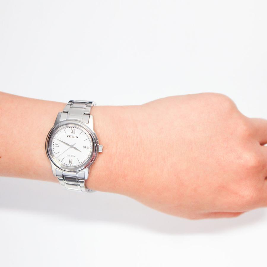 CITIZEN シチズン Eco-Drive エコドライブ腕時計 レディース ソーラー 3針 メタル シルバー ホワイト FE1220-89A ...