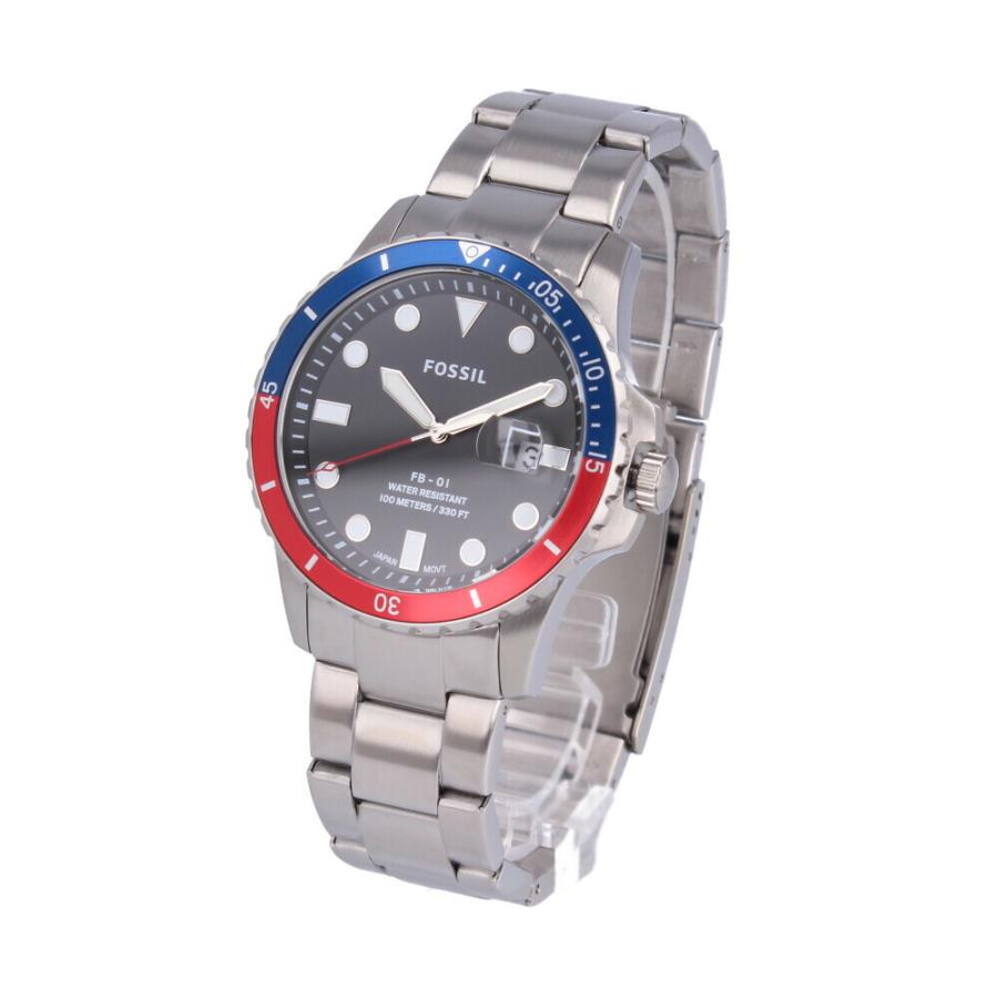 FOSSIL フォッシル腕時計 メンズ クオーツ 3針 メタル ステンレス シルバー レッド ブルー ペプシカラー ブラック FS5657 ...