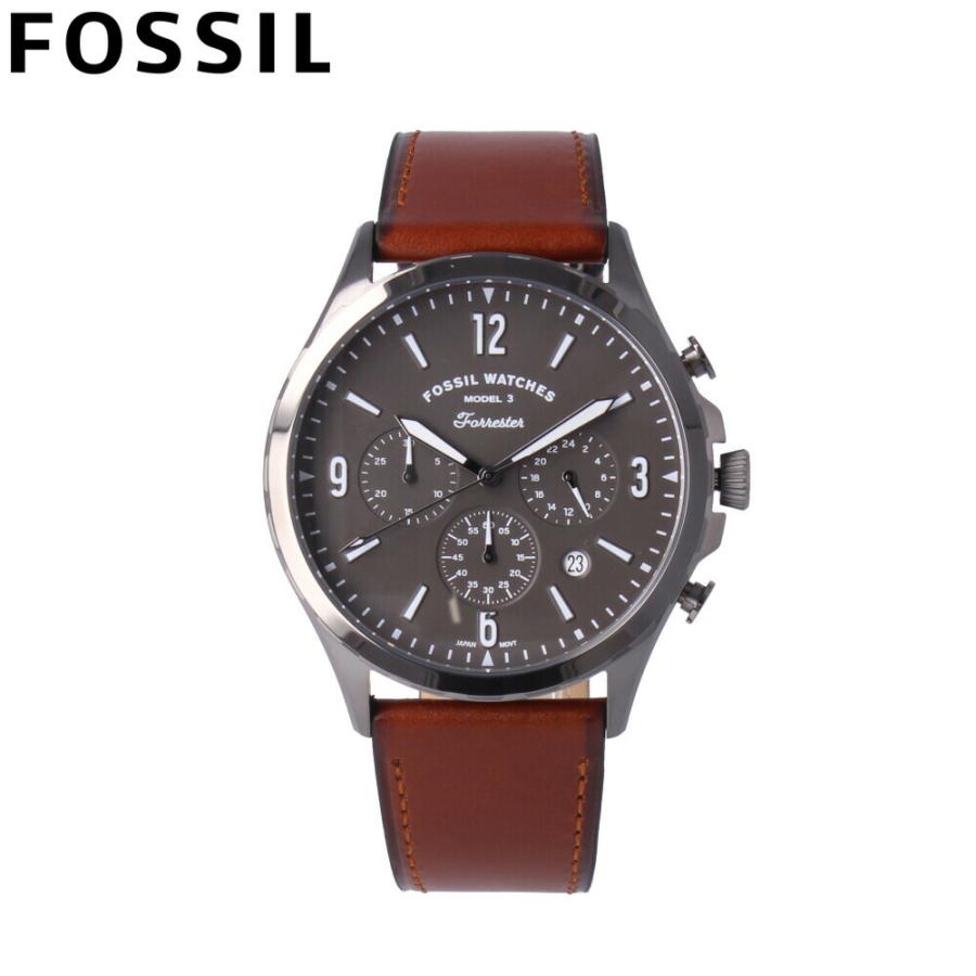 FOSSIL フォッシル 腕時計 時計 メンズ クオーツ クロノグラフ アナログ 3針 レザー ブラウン グレー ガンメタル FS5815 ...