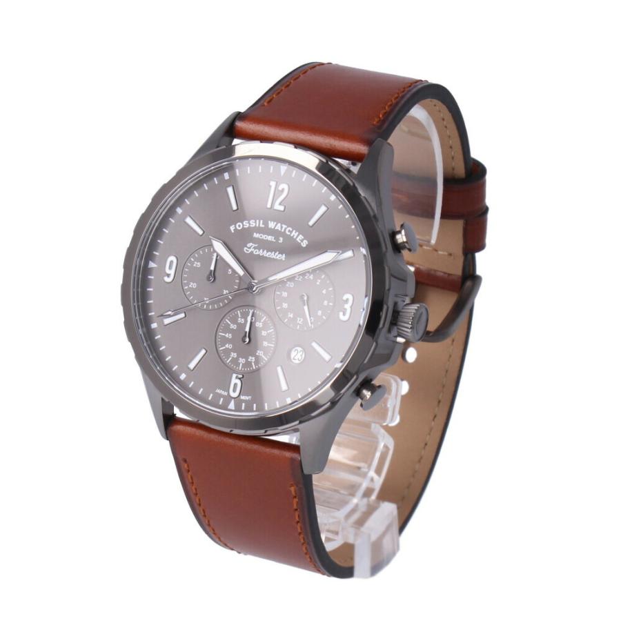 FOSSIL フォッシル 腕時計 時計 メンズ クオーツ クロノグラフ アナログ 3針 レザー ブラウン グレー ガンメタル FS5815 ...
