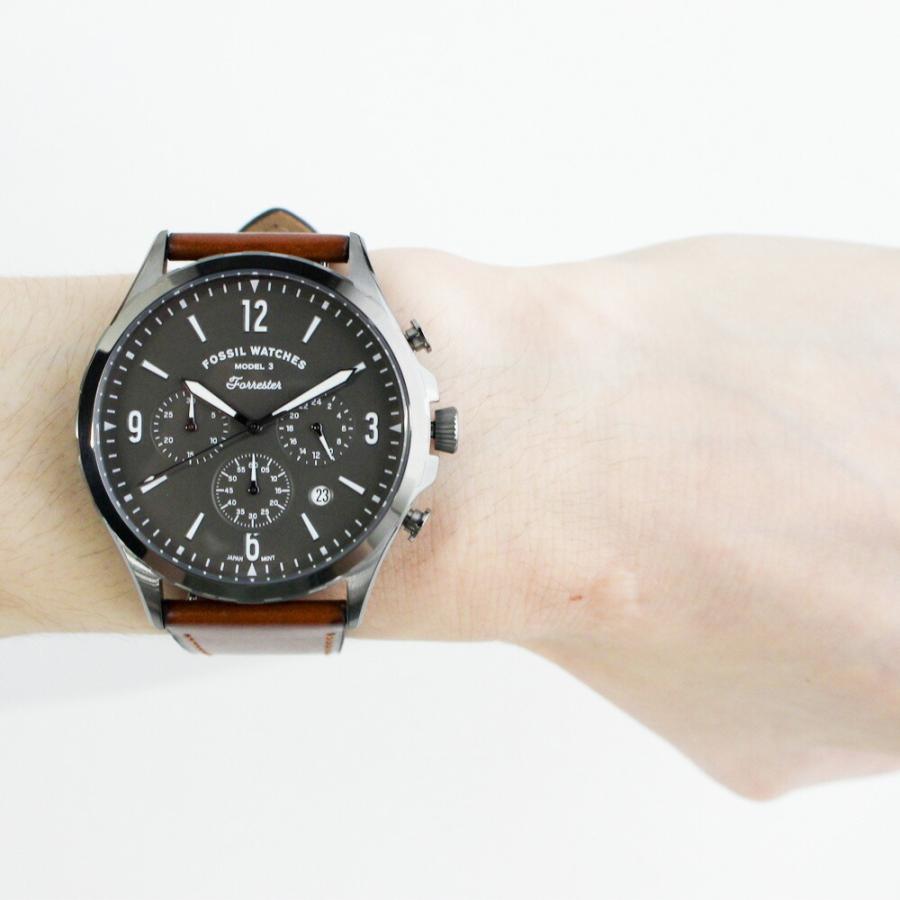 FOSSIL フォッシル 腕時計 時計 メンズ クオーツ クロノグラフ アナログ 3針 レザー ブラウン グレー ガンメタル FS5815 ...