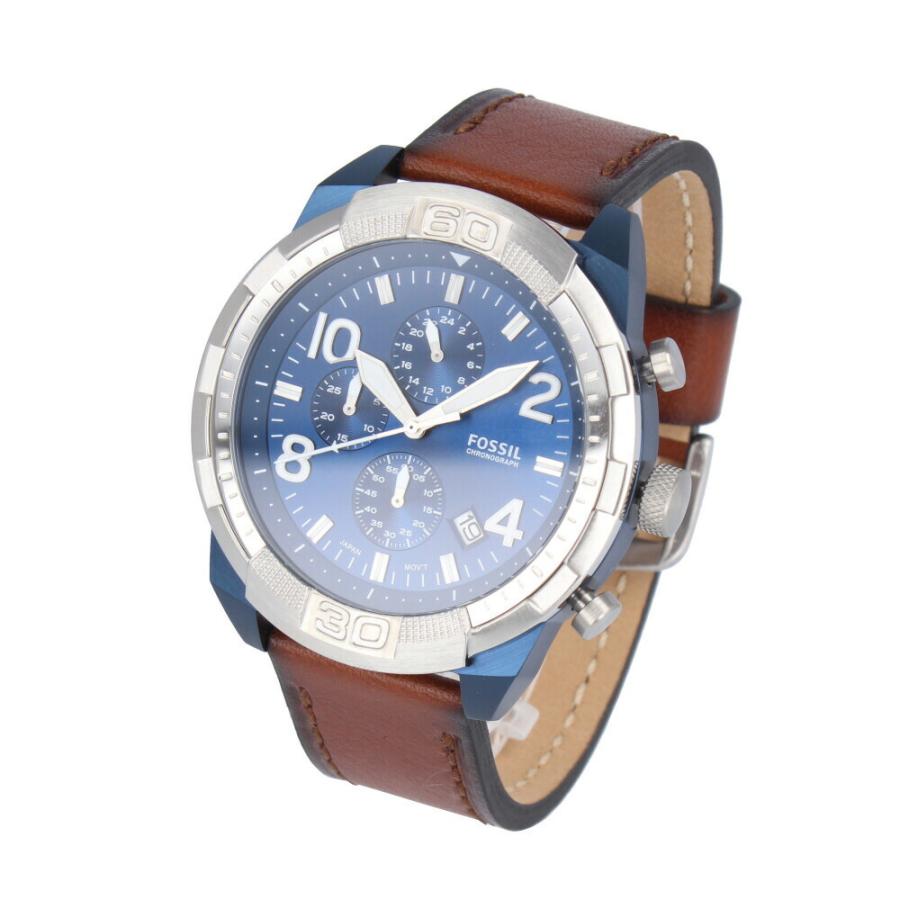 FOSSIL フォッシル BRONSON腕時計 メンズ クオーツ アナログ クロノグラフ ステンレス レザー ブラウン シルバー ネイビー ...