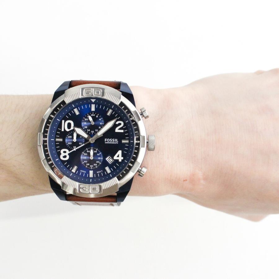FOSSIL フォッシル BRONSON腕時計 メンズ クオーツ アナログ クロノグラフ ステンレス レザー ブラウン シルバー ネイビー ...