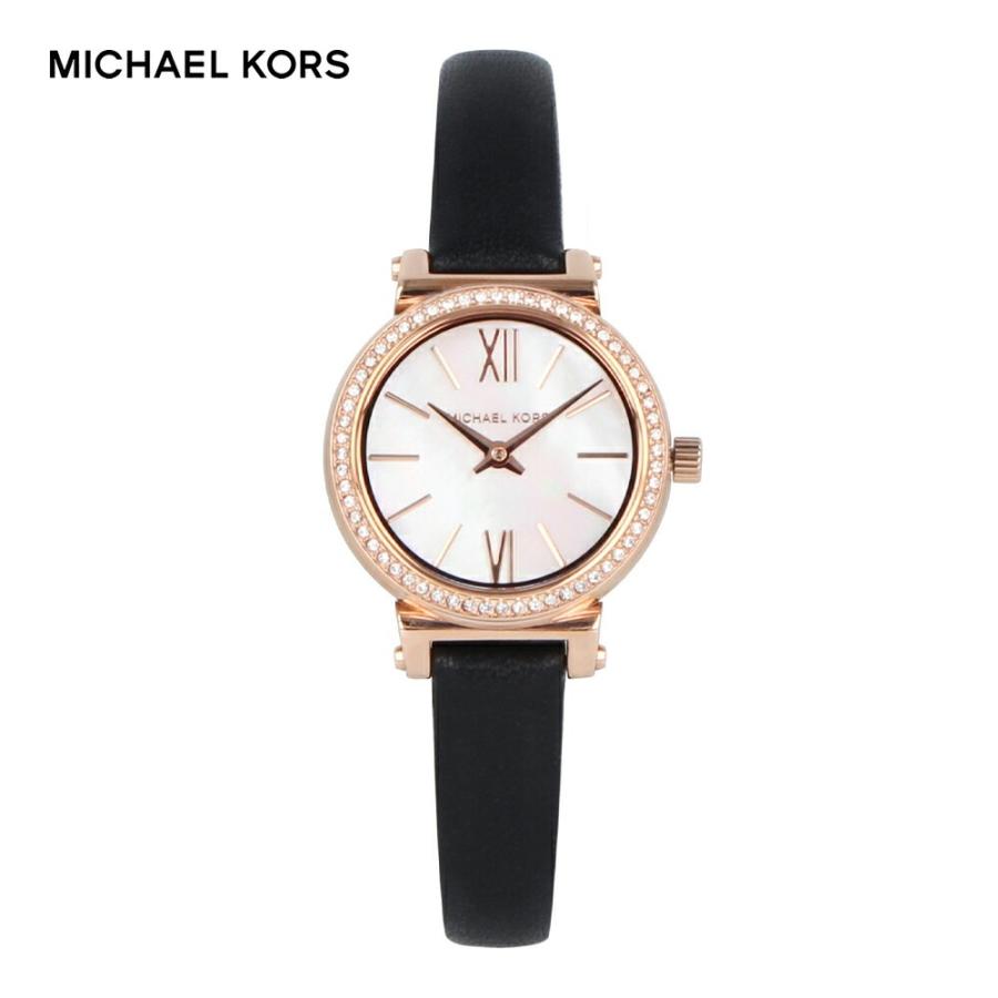 MICHAEL KORS マイケルコース SOFIE腕時計 レディース クオーツ 2針 ステンレス レザー ブラック ホワイト マザーオブ ...