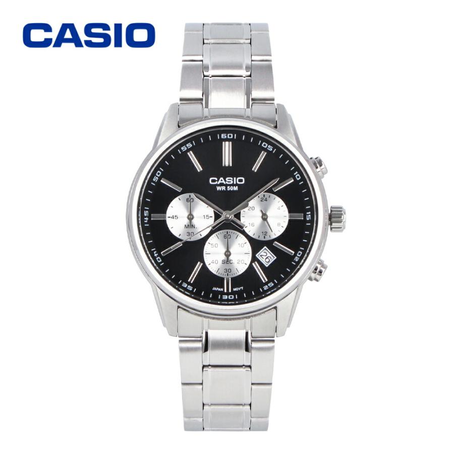Casio カシオ カシオスタンダード チープカシオ チプカシ腕時計 メンズ クオーツ アナログ クロノグラフ ステンレス メタル シルバー ブラック Mtp E515d 1a 時計倉庫