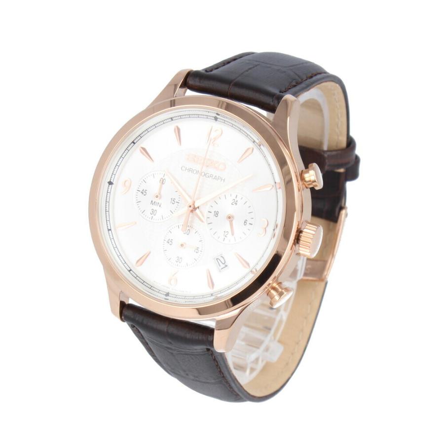 SEIKO（セイコー） セイコー腕時計 メンズ クオーツ アナログ クロノグラフ ステンレス レザー ブラウン ピンクゴールド ホワイト ...