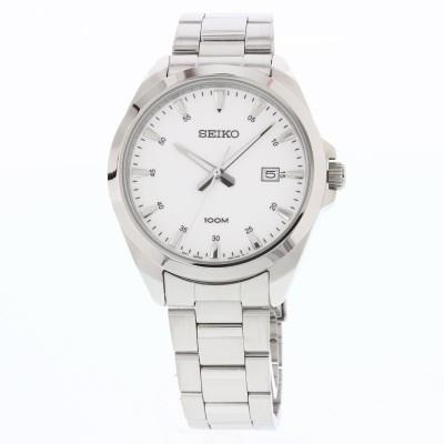 SEIKO セイコー クラシック 腕時計 メンズ クオーツ シンプル ビジネス 仕事 就活 デイト 日付 ステンレス メタル ブレス ホワイト ...