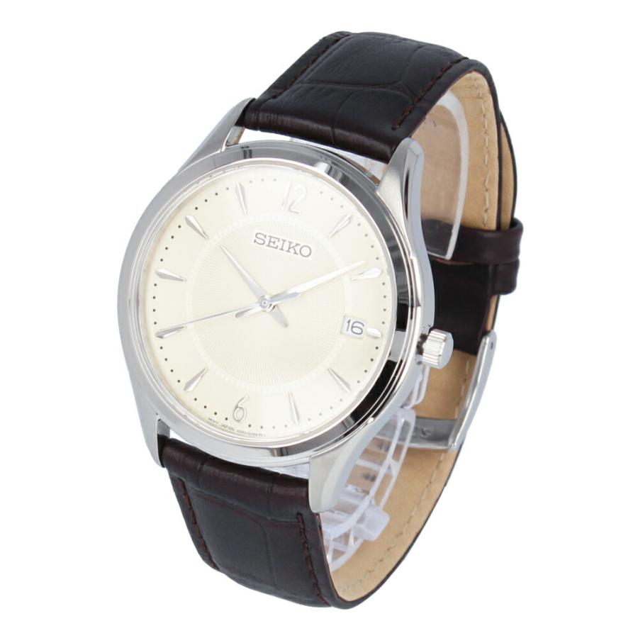 SEIKO（セイコー） セイコー腕時計 メンズ クオーツ アナログ 3針 ステンレス レザー ダークブラウン シルバー シャンパンゴールド ...