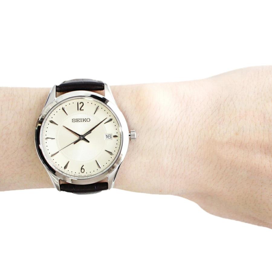 SEIKO（セイコー） セイコー腕時計 メンズ クオーツ アナログ 3針 ステンレス レザー ダークブラウン シルバー シャンパンゴールド ...