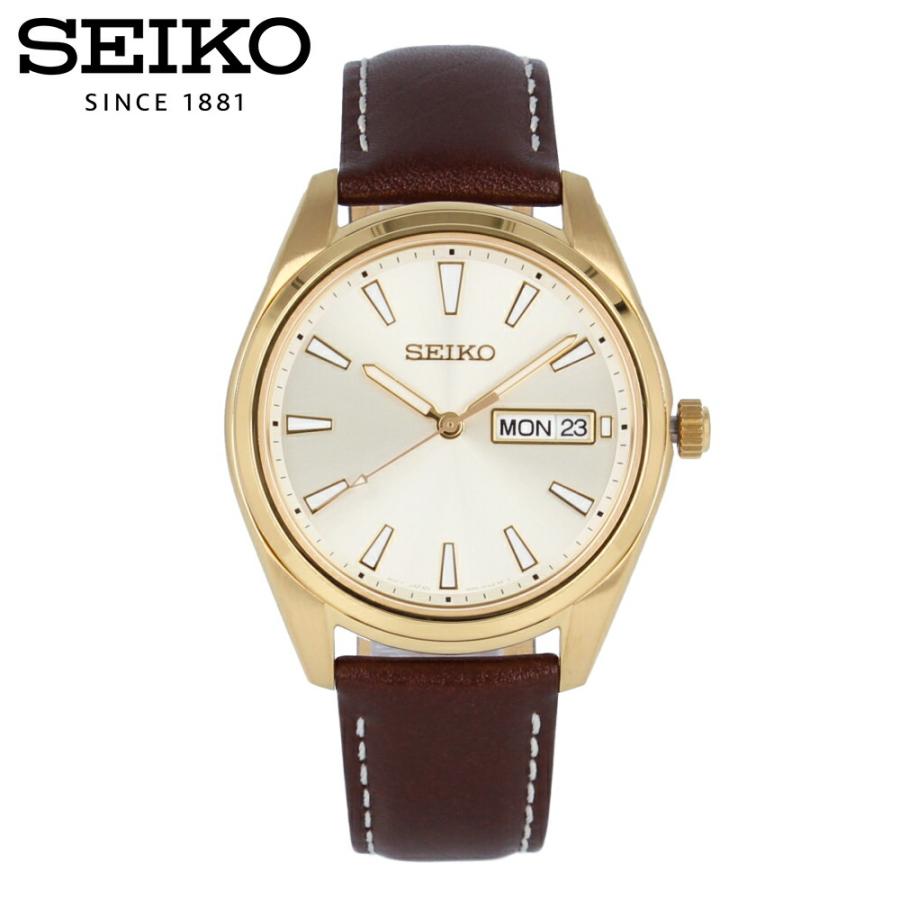 SEIKO（セイコー） セイコー腕時計 メンズ クオーツ アナログ 3針 ステンレス レザー ゴールド シャンパンゴールド ブラウン ...