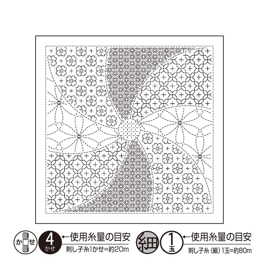 オリムパス 刺し子 sashiko 花ふきん 花ふきん布パック H-1144 花手毬（白） 白 水で消える図案入り : 特殊素材問屋 - 通販 - Yahoo!ショッピング