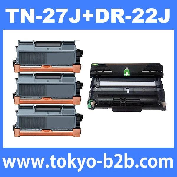 TN-27J/DR-22J tn27j トナーカートリッジ27J(3本)とドラムユニットDR22J(1本） ブラザー brother HL-2270DW HL-2240D ( 汎用 ...