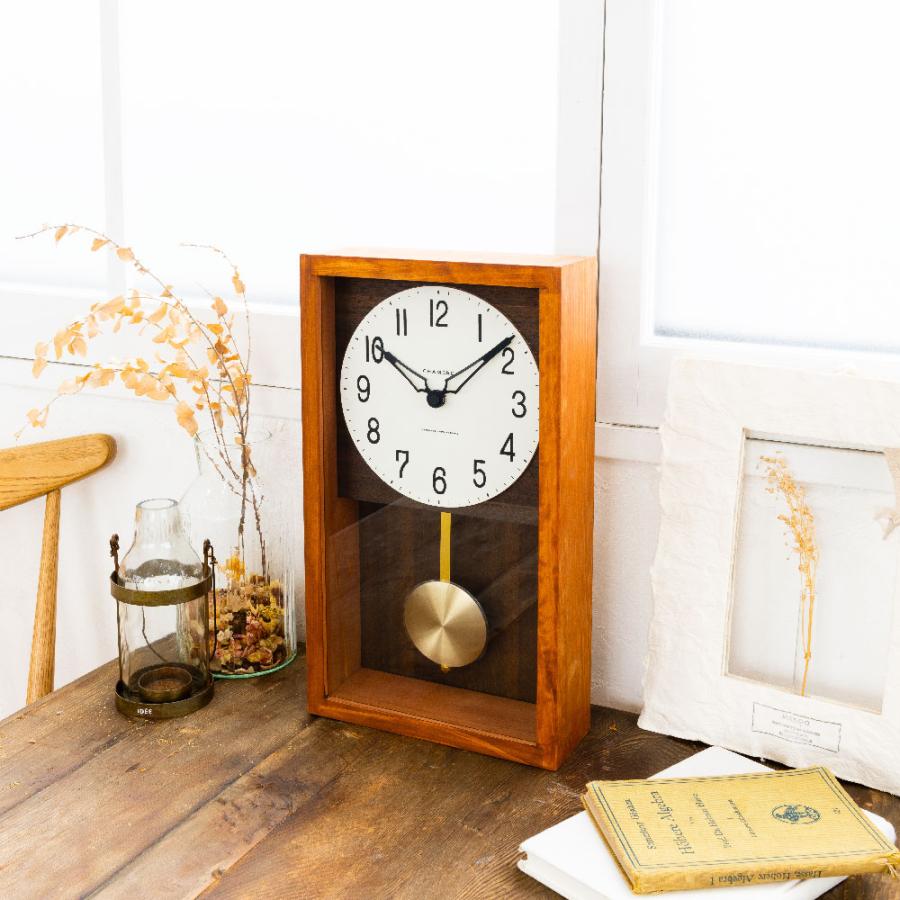 シャンブル 掛置き兼用 時計 CHAMBRE HINOKI PENDULUM CLOCK CAFE BROWN CH-033CB 掛け時計 置き時計 日本製 おうち時間 ウォール クロック ...