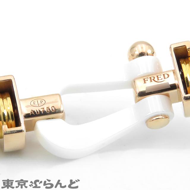 Fred フレッド FRED フォース10 ハーフダイヤ 2連 ブレスレット LM ラージ #16 0B0040 ホワイト K18PG セラミック ダイヤモンド ユニセックス 仕上済 ...
