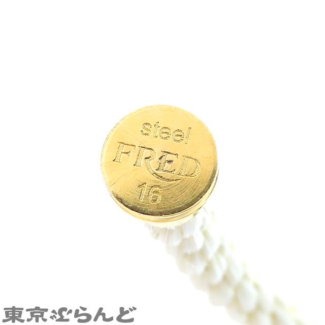 Fred フレッド FRED フォース10 ハーフダイヤ 2連 ブレスレット LM ラージ #16 0B0040 ホワイト K18PG セラミック ダイヤモンド ユニセックス 仕上済 ...
