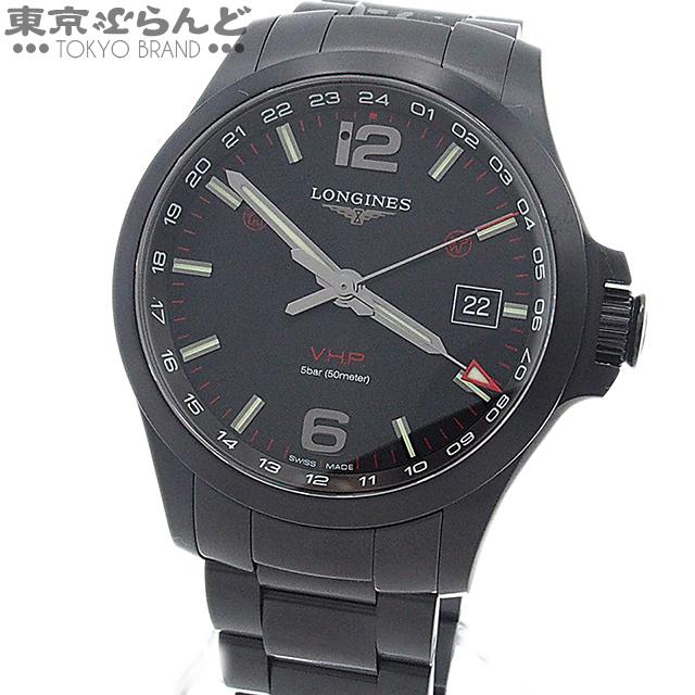 LONGINES ロンジン コンクエスト V.H.P. GMT L3.728.2.56.6 ブラック SS 箱・保証書付き 腕時計 メンズ ...