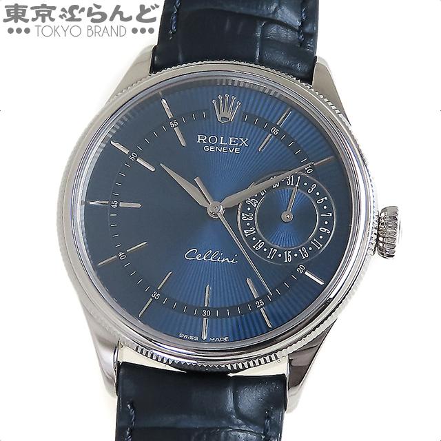 ROLEX ロレックス チェリーニ デイト 50519 ランダム番 cal.3165 ブルーギョーシェ K18WG レザー 金無垢 箱付き 腕 ...