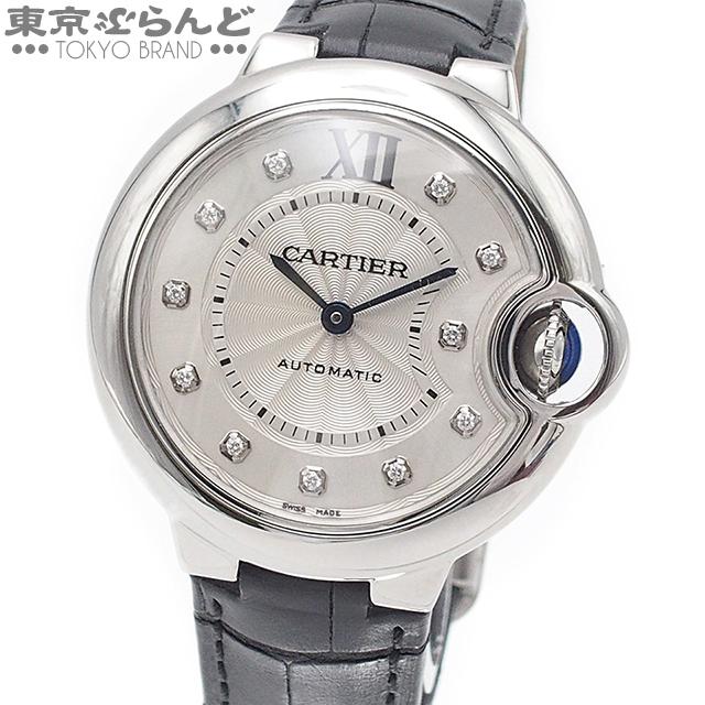 Cartier カルティエ CARTIER バロンブルー 33mm 11Pダイヤモンド W4BB0009 シルバー SS 腕時計 レディース ...