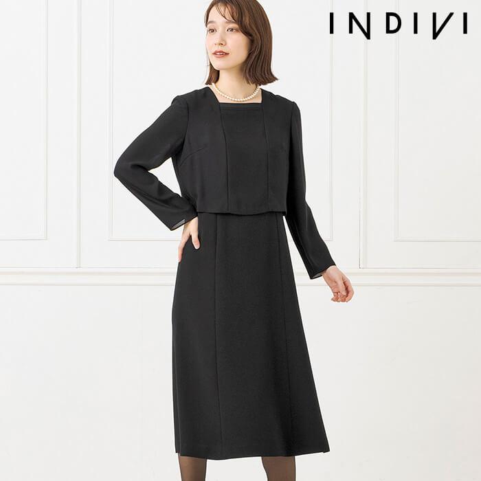 喪服 レディース ブラックフォーマル INDIVI インディヴィ 東京ソワール 礼服 葬式 通夜 告別式 式典 卒業式 ブランド おしゃれ ノーカラー シンプル 4103832 : ...
