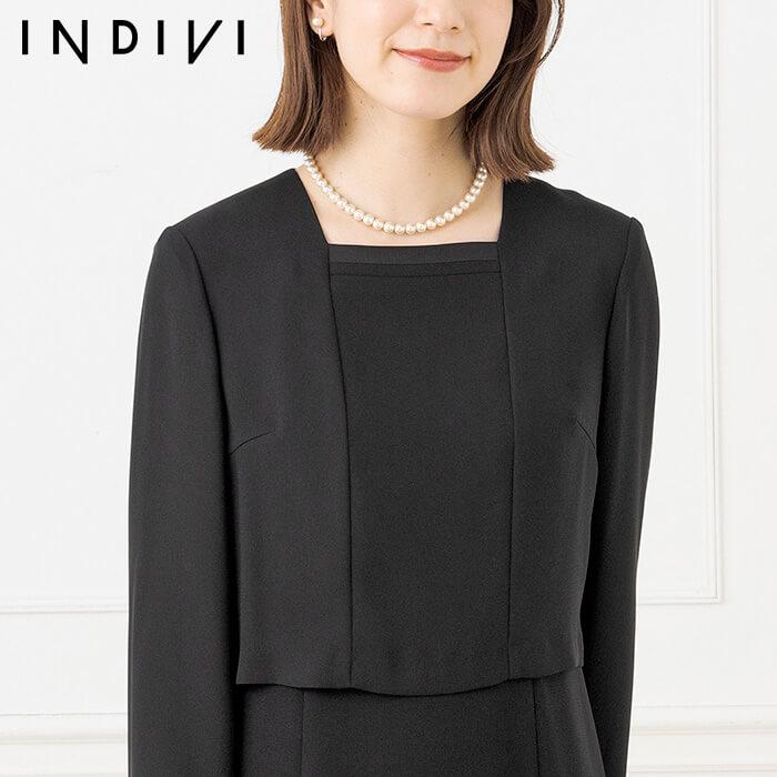 喪服 レディース ブラックフォーマル INDIVI インディヴィ 東京ソワール 礼服 葬式 通夜 告別式 式典 卒業式 ブランド おしゃれ ノーカラー シンプル 4103832 : ...