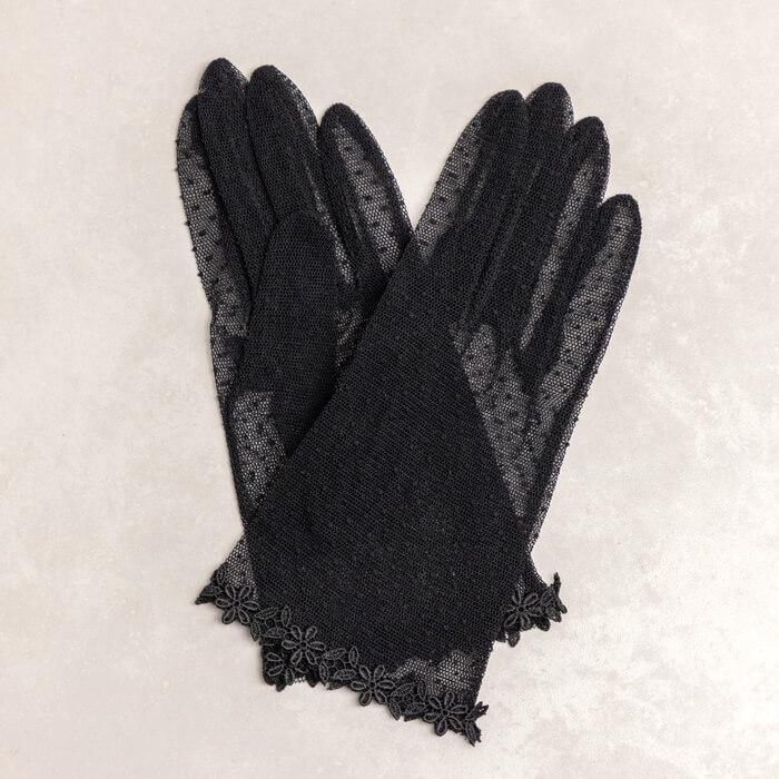 東京ソワール 手袋 ブラックフォーマル グローブ ネイル隠し 喪服 黒 レディース ミセス プチソワール シンプル 結婚式 慶弔両用 ...