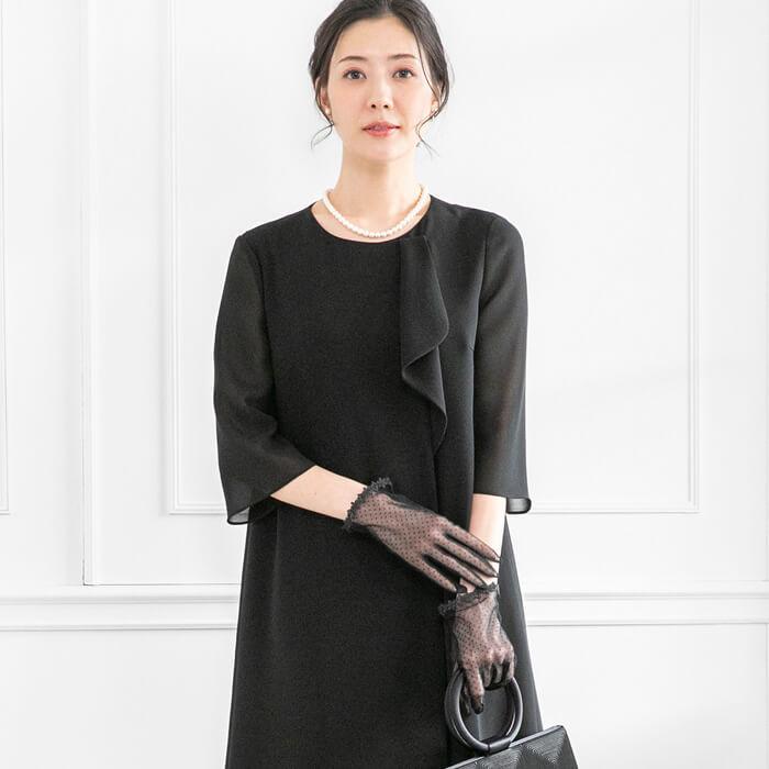 東京ソワール 手袋 ブラックフォーマル グローブ ネイル隠し 喪服 黒 レディース ミセス プチソワール シンプル 結婚式 慶弔両用 ...