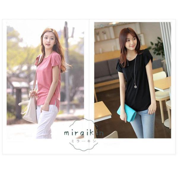 Tシャツ カットソー 無地 花びら袖 半そで シンプル レディース半袖 トップス フェミニン ゆったり お出かけ カジュアル 20代30代40代50代 : Toleaf ヤフーショップ ...