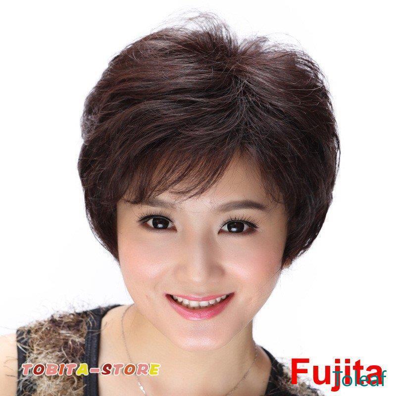 女性用かつら フルウィッグ ショート 人毛 中高年 母のウィッグ 通気性抜群 かつら ふんわり : Toleaf ヤフーショップ - 通販 - Yahoo!ショッピング